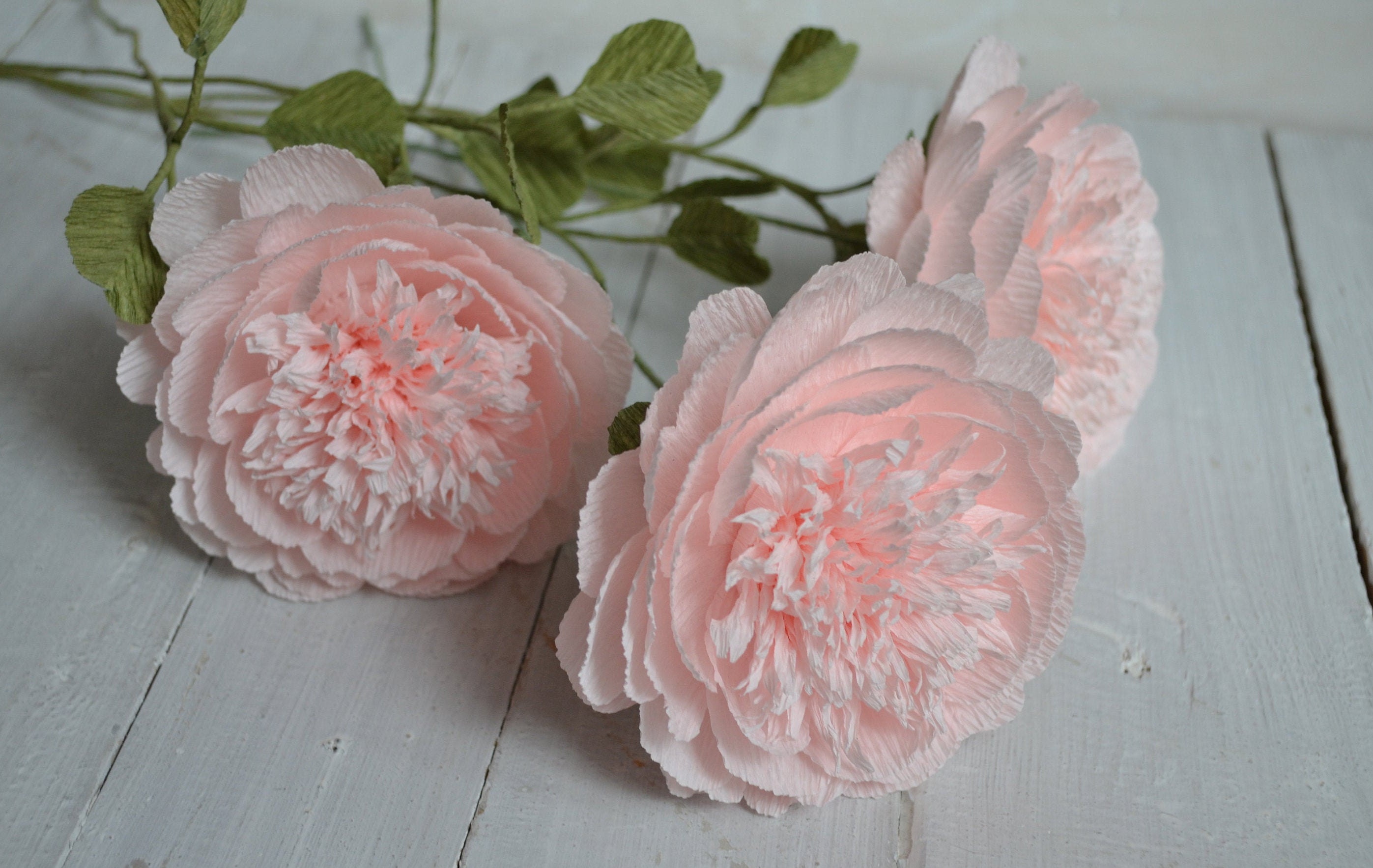 Pink Paper Peonies, Crepe Peony, Paper Flowers, Fake Bridal Flowers ...
