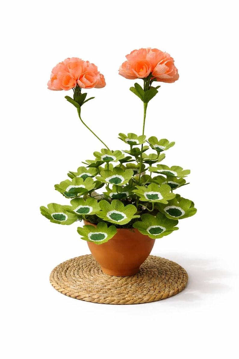 Coral Peach Paper Geranium, Paper Plant Sculpture, Gift for Gardener ...