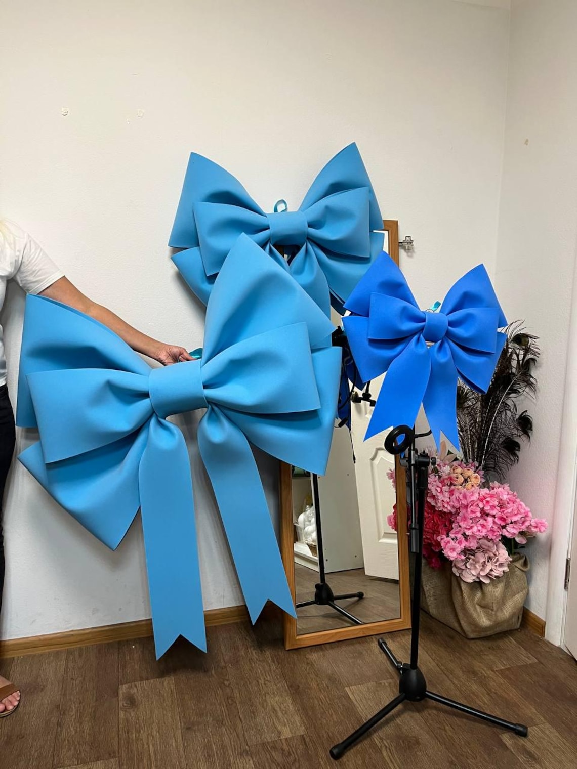Extra Big Blue Bow, Detachable Bow, Wall Bow, Door Bow, Formal Wedding ...