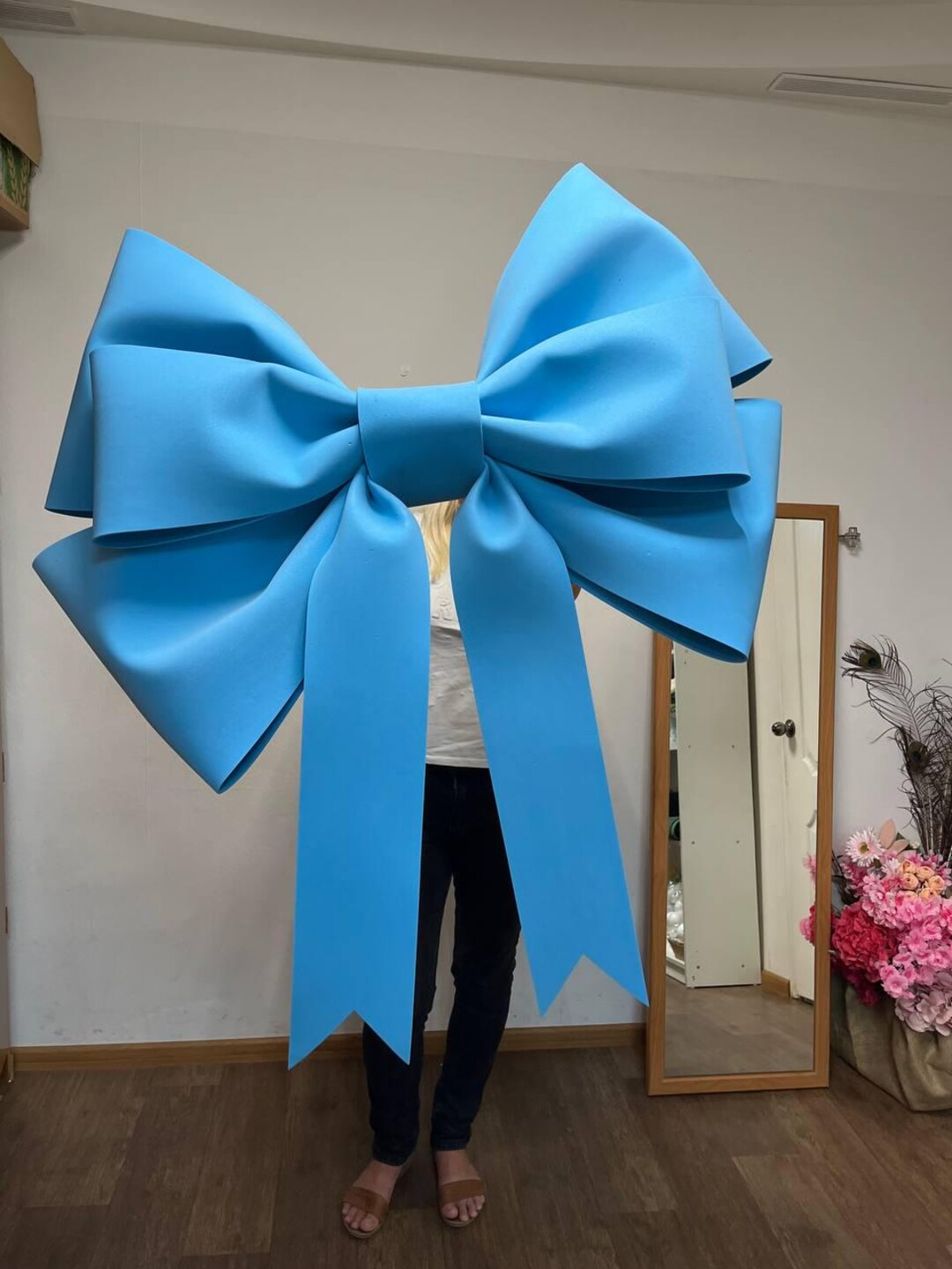 Extra Big Blue Bow, Detachable Bow, Wall Bow, Door Bow, Formal Wedding ...