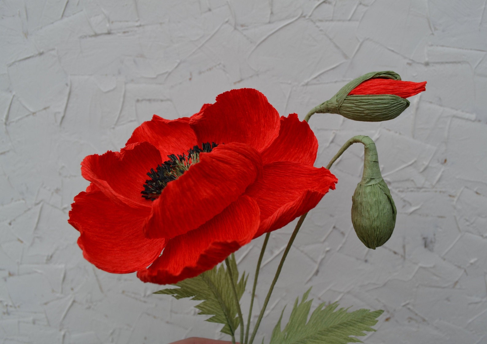 Red Paper Poppy Red Artifical Wedding Flower Unique Flower | Etsy