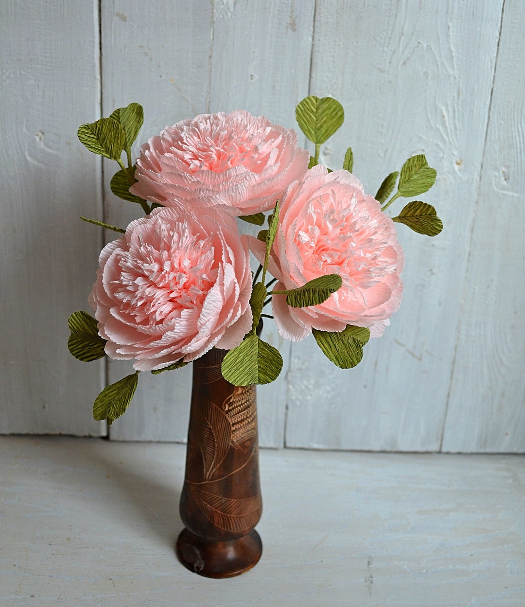 Pink Peonies Paper Flower Bouquet, Paper Peonies Anniversary ...