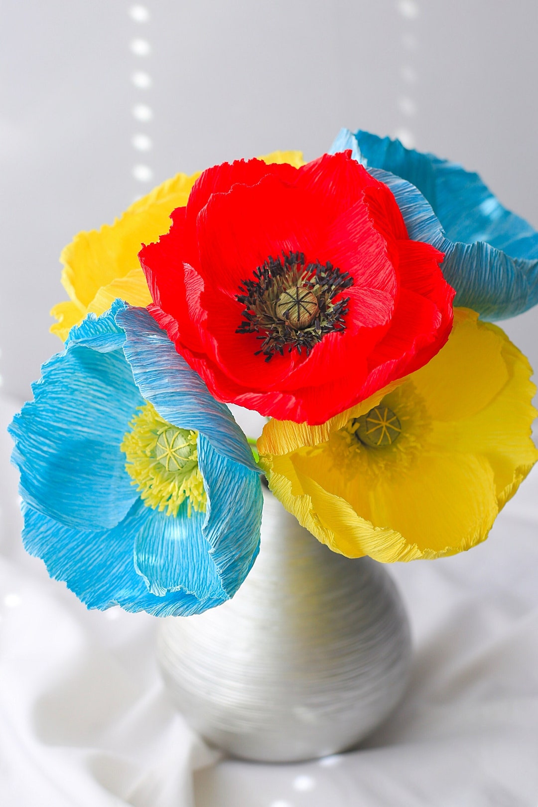 Peonies Paper Flowers Bouquet Bright Bouquet of Crepe Paper Wildflowers ...