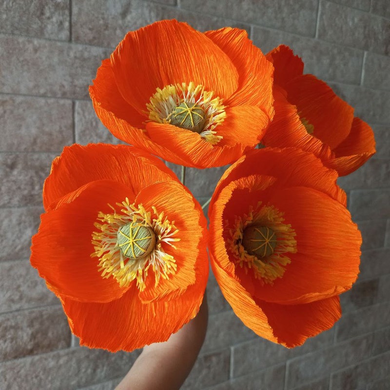 Orange Paper Flowers - Etsy