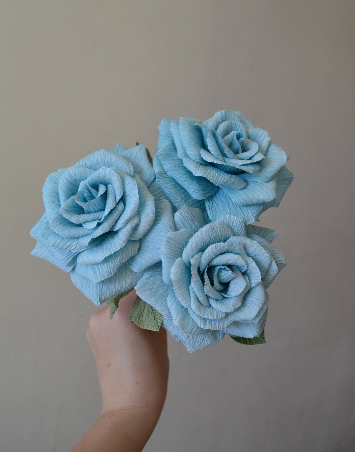 Blue Paper Roses Dusty Rose Paper Flowers Fake Bridal Flowers - Etsy
