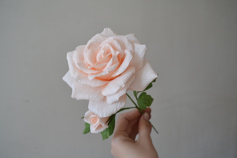 Pink Paper Rose Crepe Rose Dusty Peonies Paper Flowers | Etsy