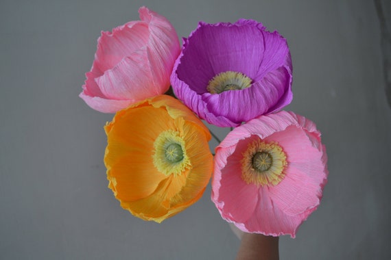 Paper Poppies Set Paper Flower Bouquet Paper Anniversary | Etsy