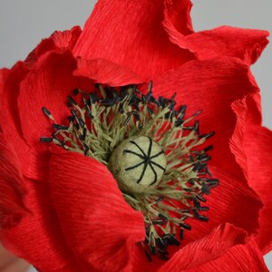 Red Paper Poppy, 4 Red Paper Poppies, Red Artifical Wedding Flower, 1st ...