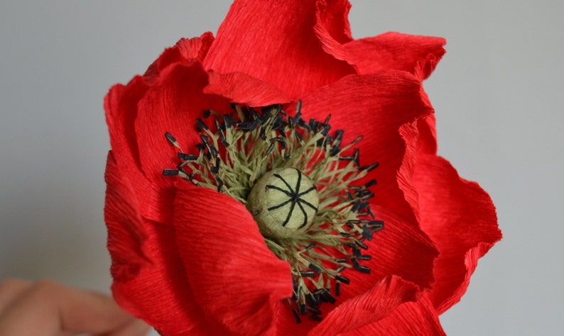 Red Paper Poppy 4 Red Paper Poppies Red Artifical Wedding | Etsy
