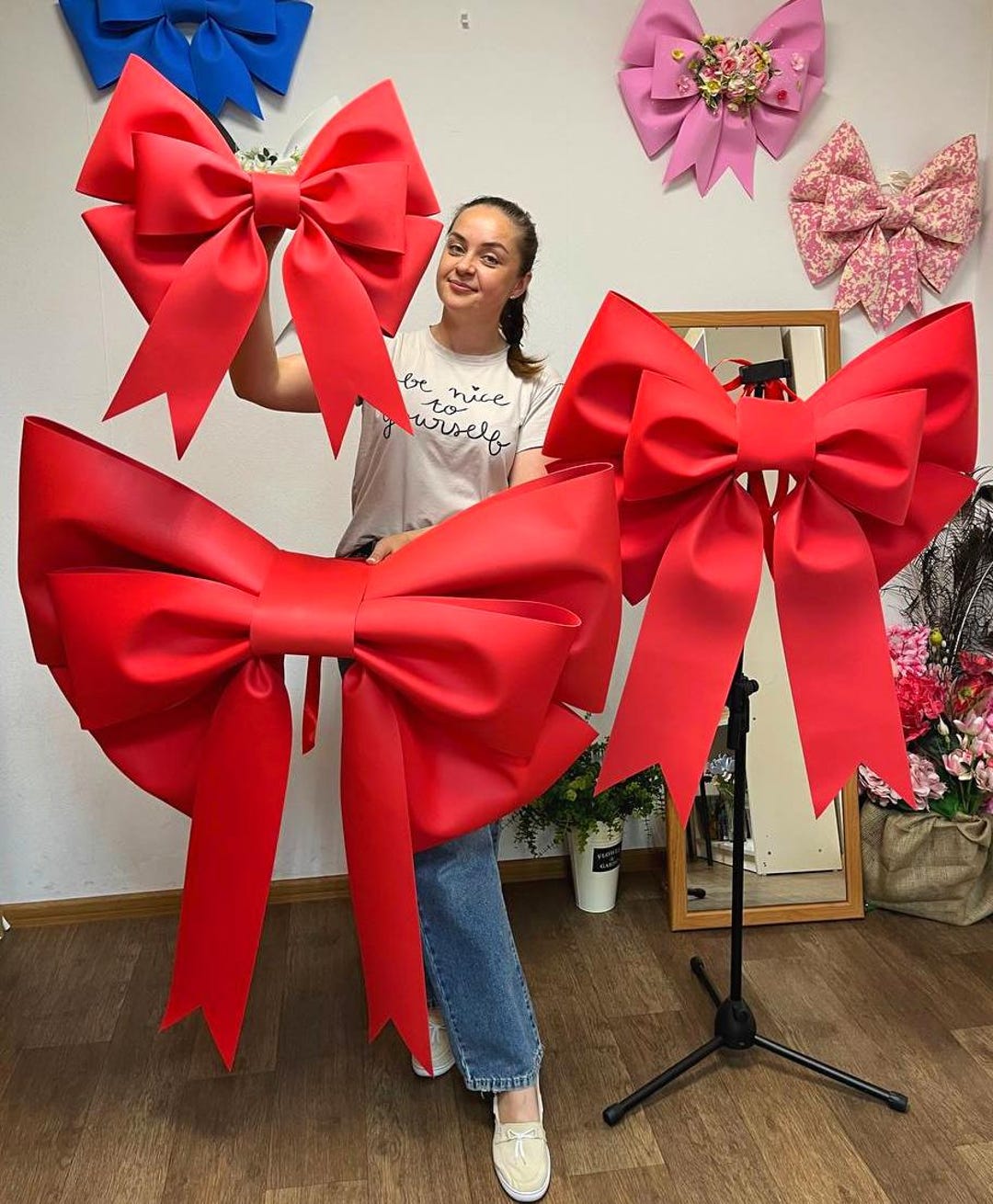 Big Red Bow Large, Detachable Extra Big Bow, Wall Bow, Large Door Bow ...