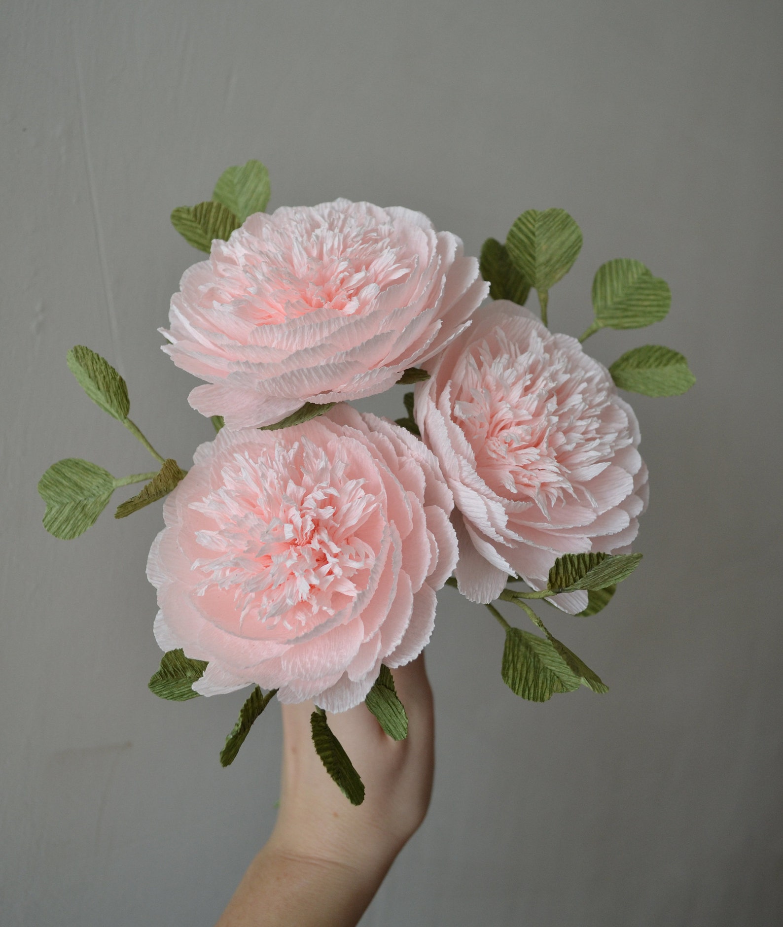 Pink Paper Peonies, Crepe Peony, Paper Flowers, Fake Bridal Flowers ...