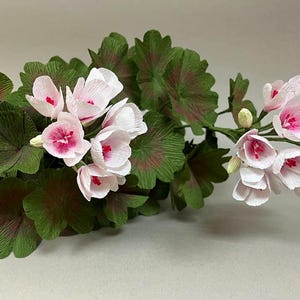 White Pink Paper Geranium, Paper Plant Sculpture, Gift for Gardener ...