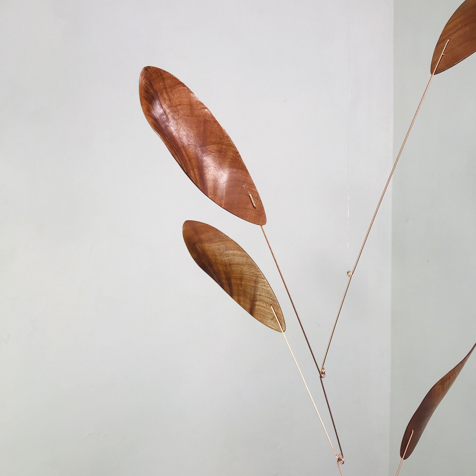 7 Element Figured Cherry Hardwood and Bronze Wire Hanging Mobile - - Etsy