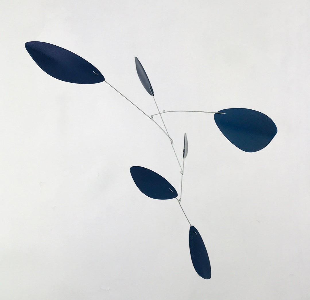 6 Element Cobalt Blue Beech Wood Hanging Mobile, 21” Tall X 20” Wide - Etsy