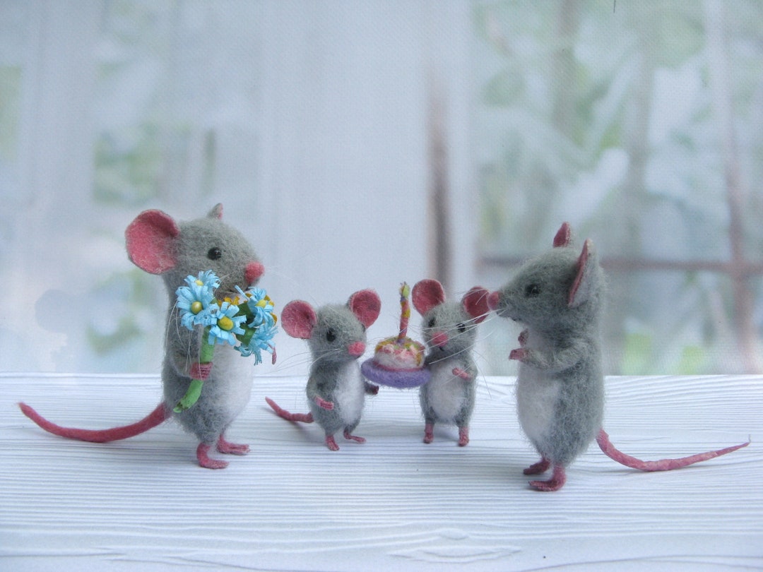 Family of Miniature Gray Mice With Needle Felt - Etsy