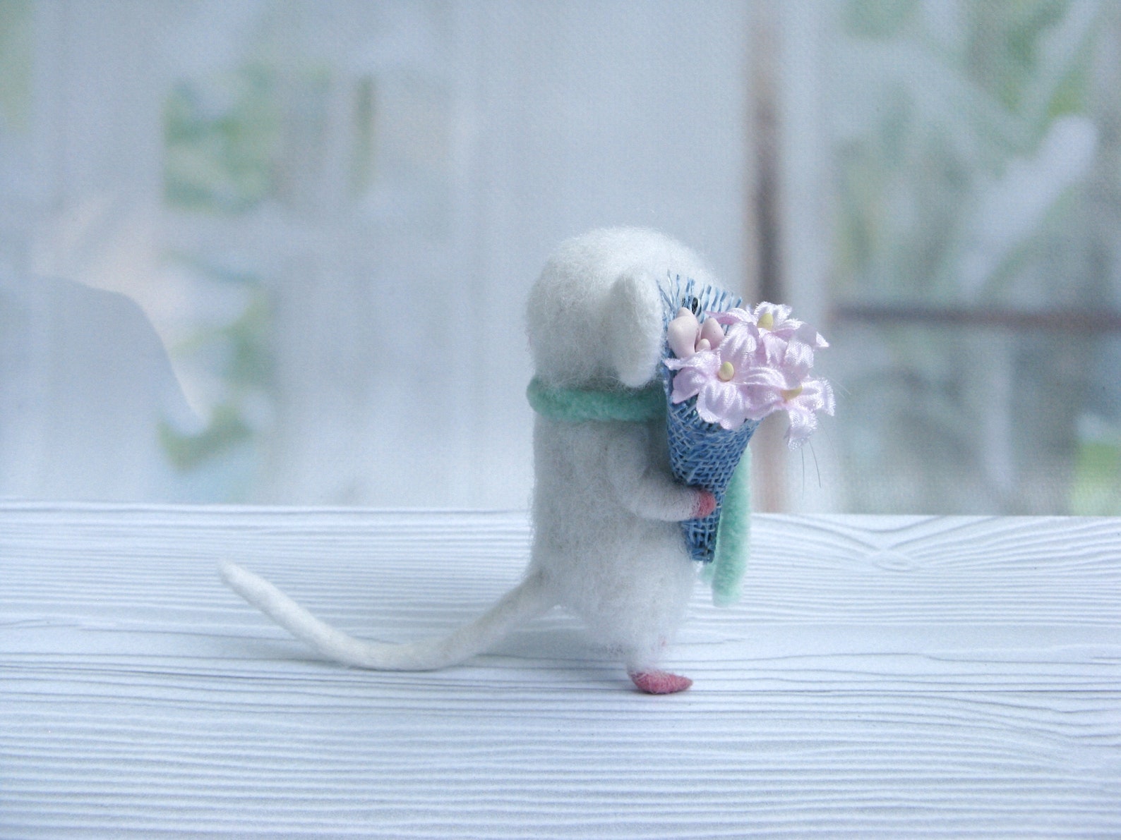 Felt White Mouse Woolen Cute Mouse Mouse Birthday Gift - Etsy