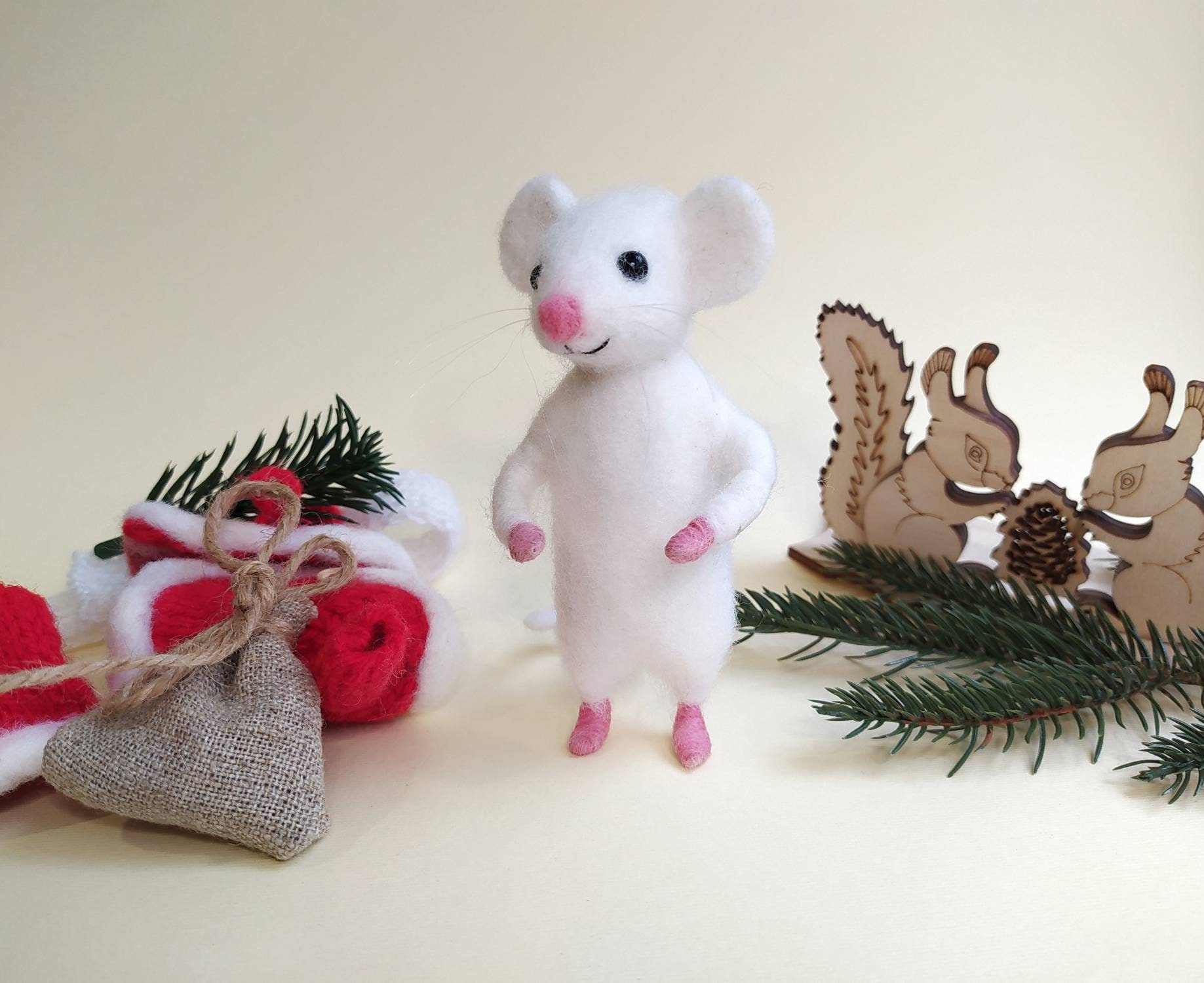 Needle felted mouse wool animals | Etsy