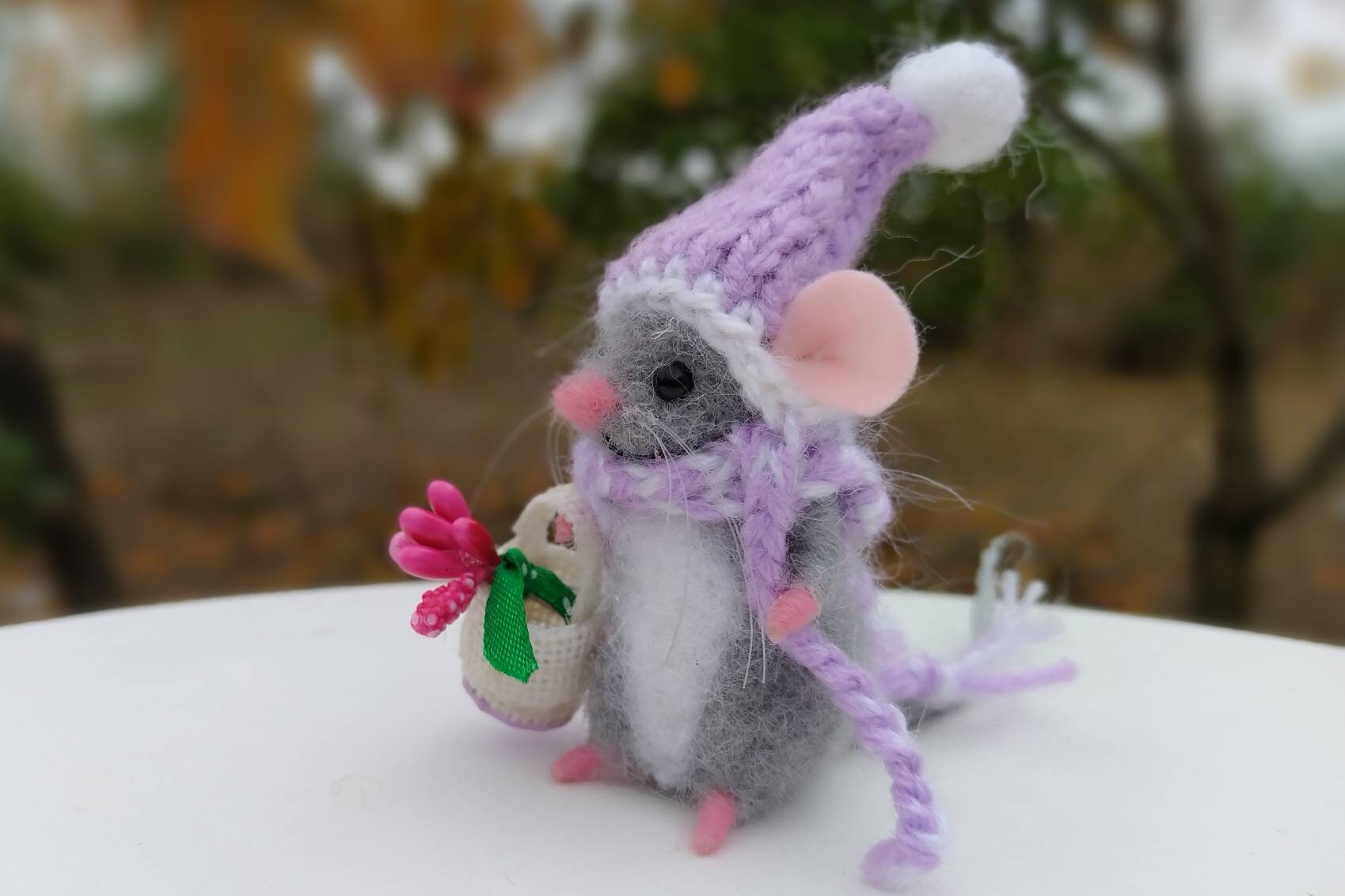 Needle Felted Miniature Mouse in a Hat - Etsy