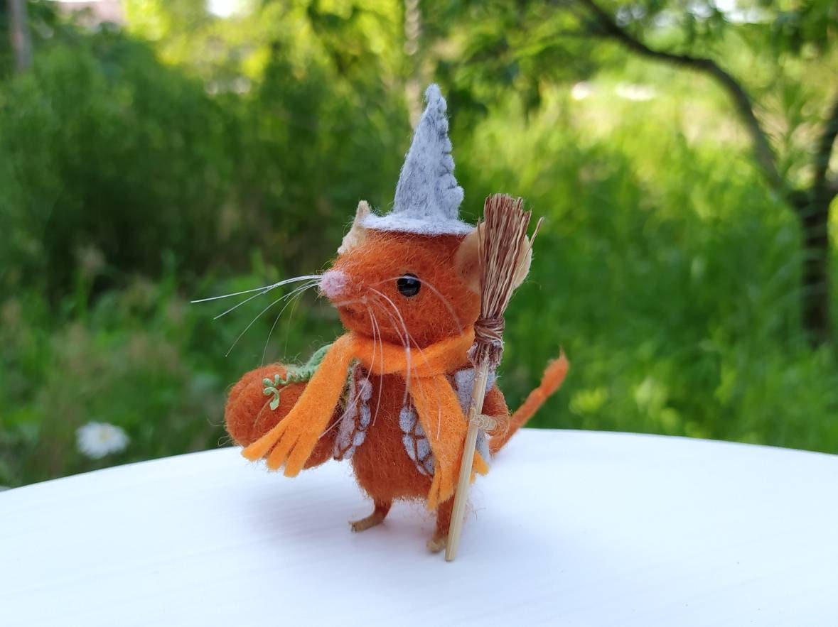 Felt mouse Halloween decorations needle felted animal | Etsy