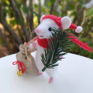 Felted Christmas Mouse, Needle-felted Animal - Etsy