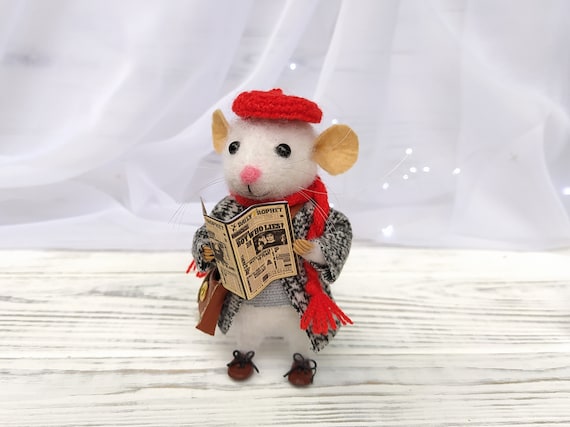 Needle Felted White Mouse in Clothes - Etsy