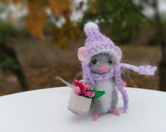 Needle Felted Animal Felt Mouse Figurine - Etsy