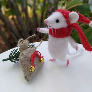 Felted Christmas Mouse, Needle-felted Animal - Etsy