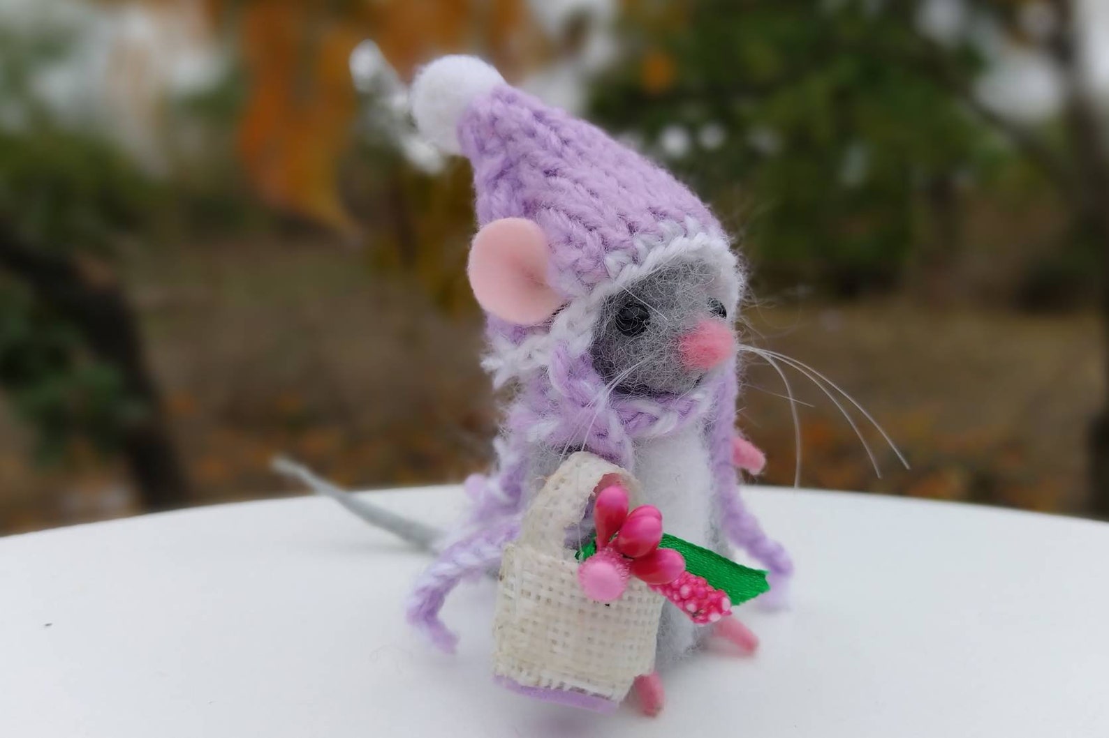 Needle Felted Miniature Mouse in a Hat - Etsy