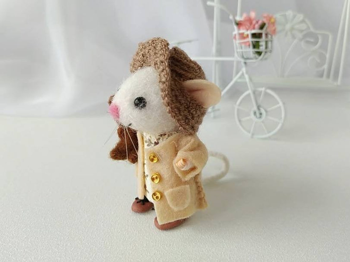 Needle Felted Mouse With Teddy Bear: Wool Miniature Dollhouse ...