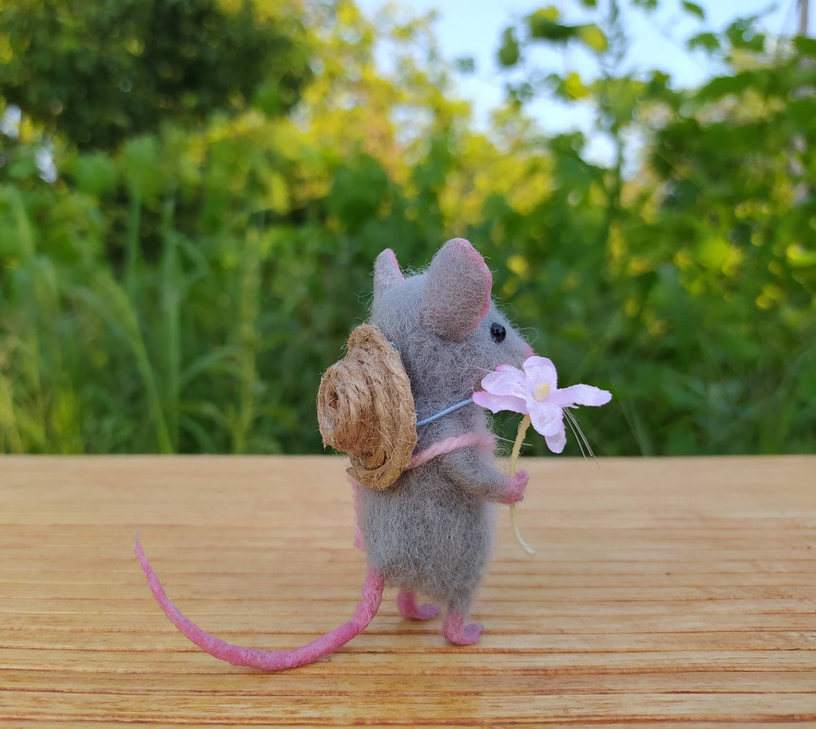 Gray Felt Mouse Wool Toy Miniature Mouse for Dollhouse | Etsy