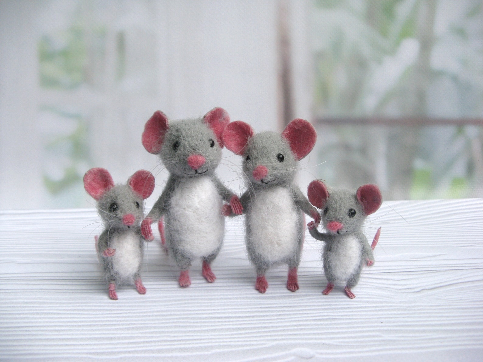 Family of Miniature Gray Mice With Needle Felt - Etsy