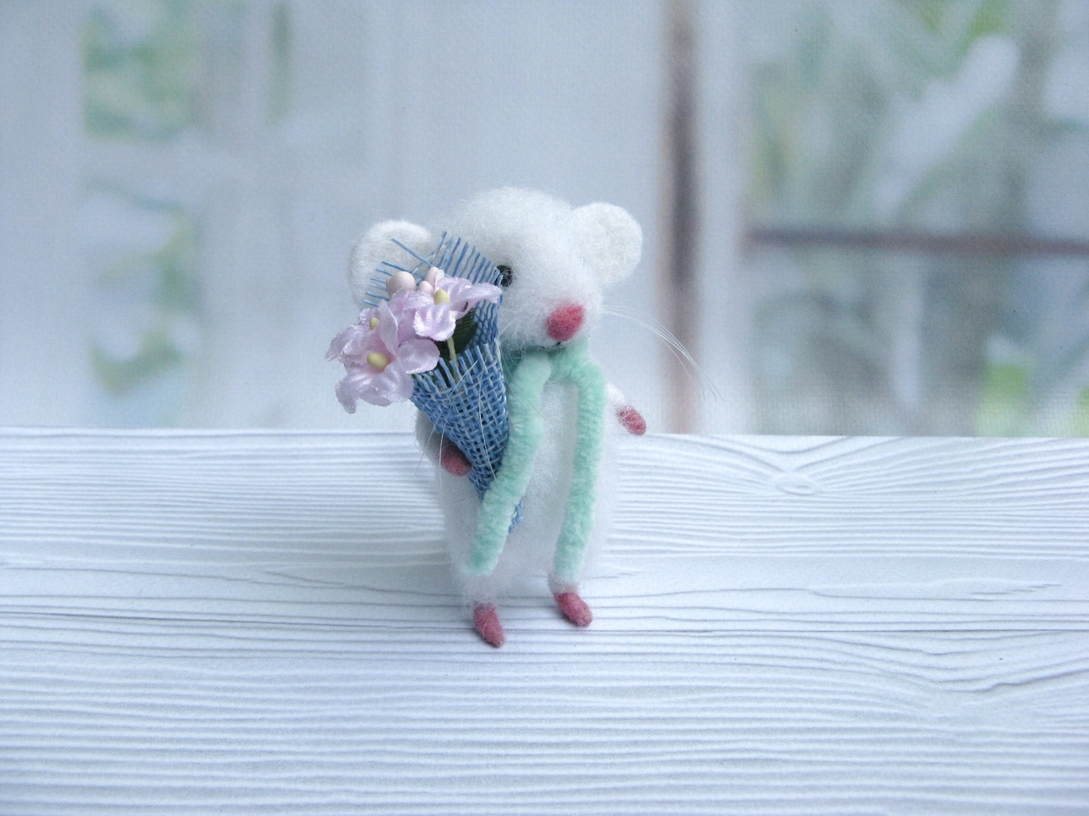 Felt White Mouse Woolen Cute Mouse Mouse Birthday Gift - Etsy