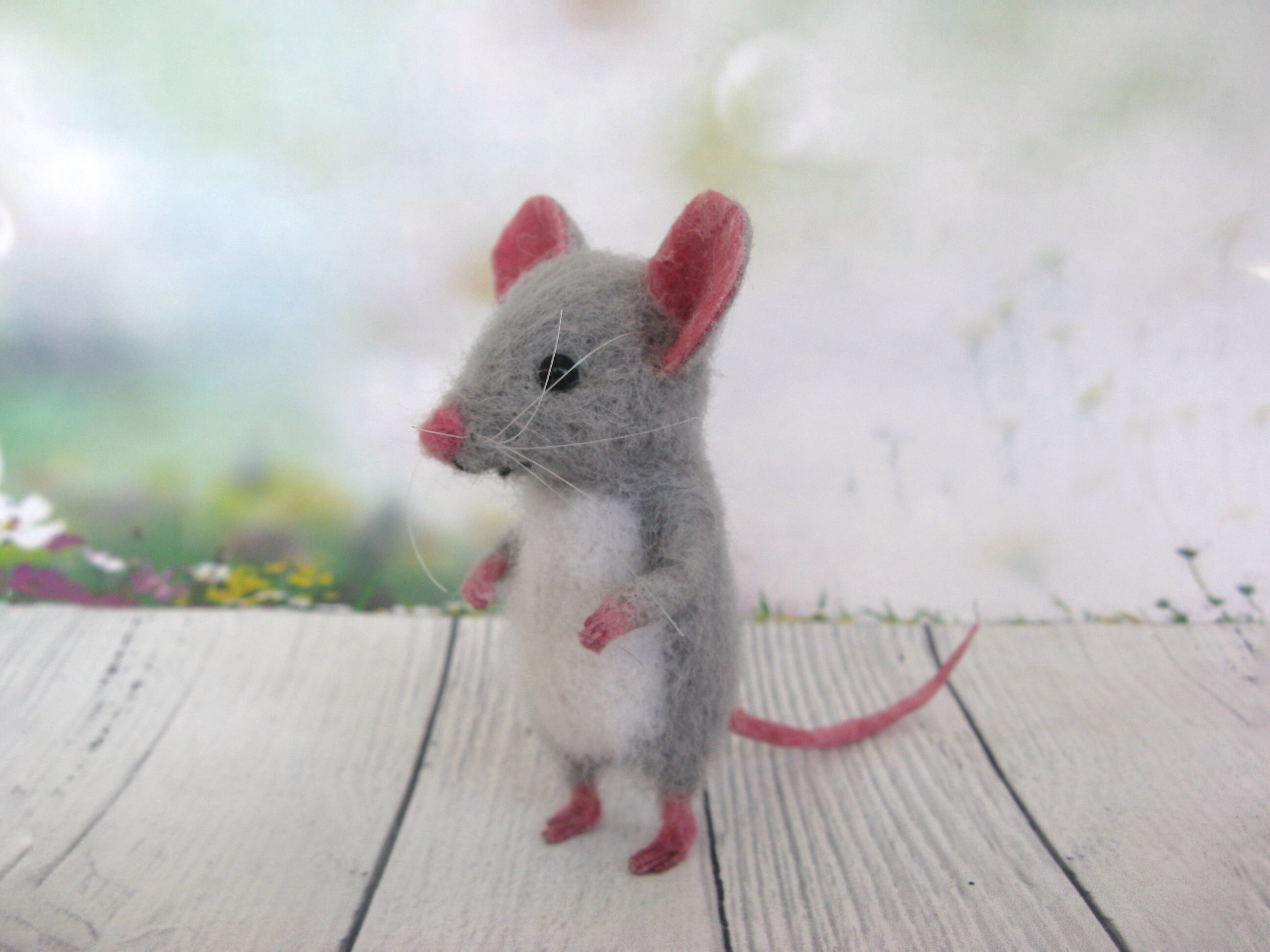 Small Gray Needle Felted Mouse | Etsy