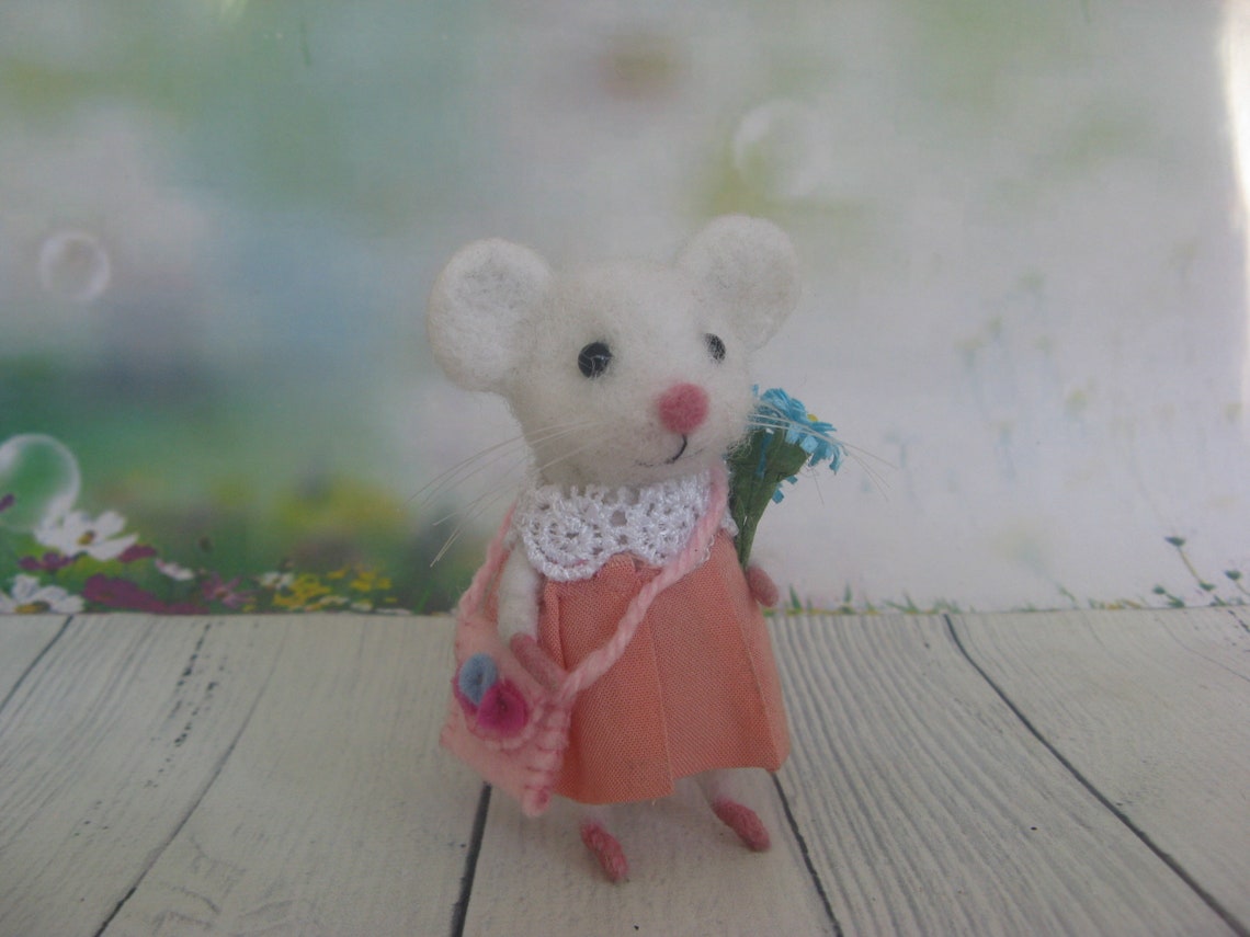 Cute White Mouse. Needle Felted Miniature Animal | Etsy