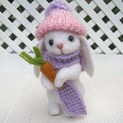 Felt bunny wool rabbit miniature animal | Etsy