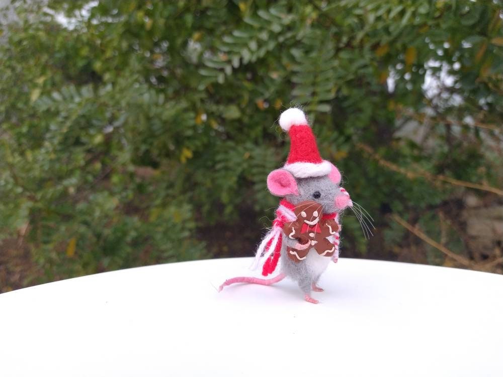 Needle felted mouse miniature Christmas toys | Etsy