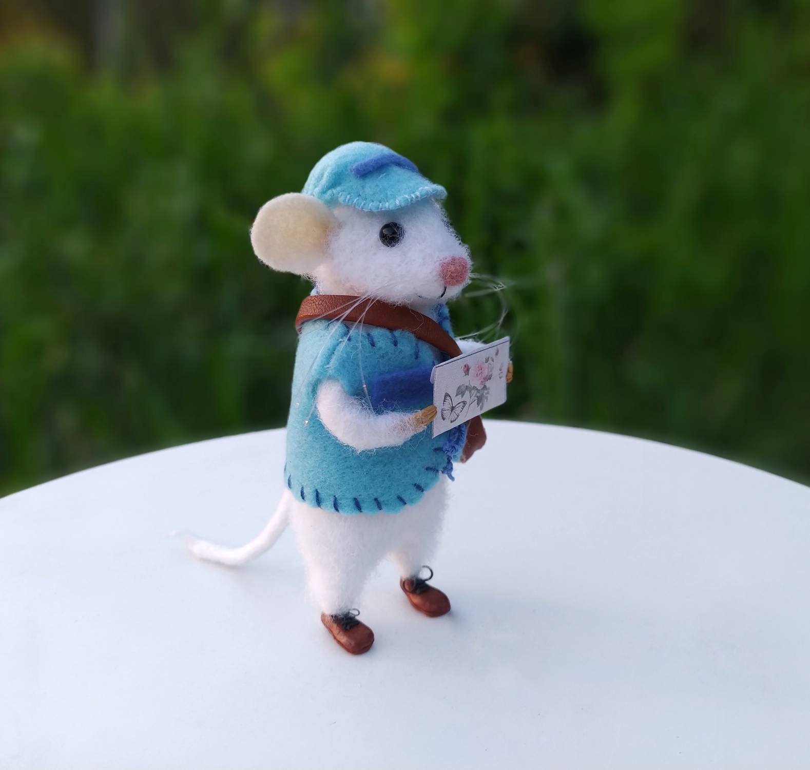 White Felt Mouse in Clothes Cute Woolen Beast Needle Felted | Etsy
