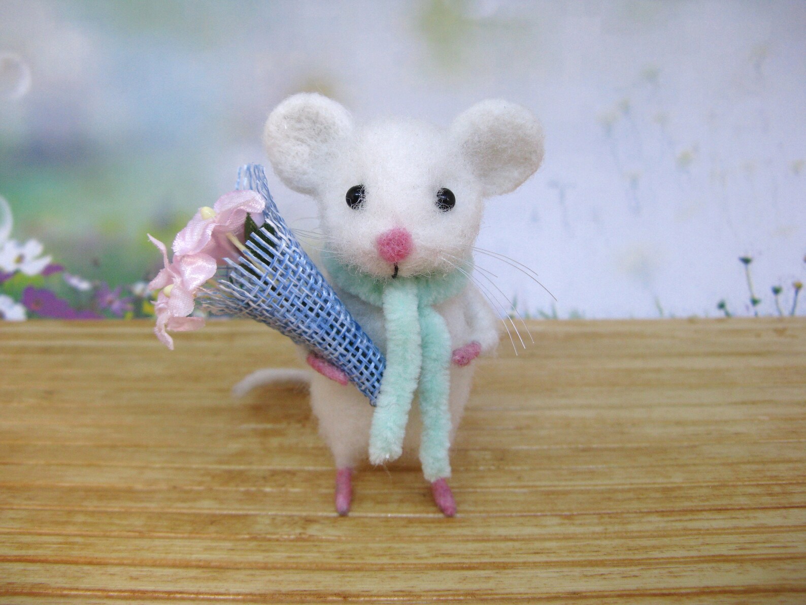 Felt White Mouse Woolen Cute Mouse Mouse Birthday Gift - Etsy