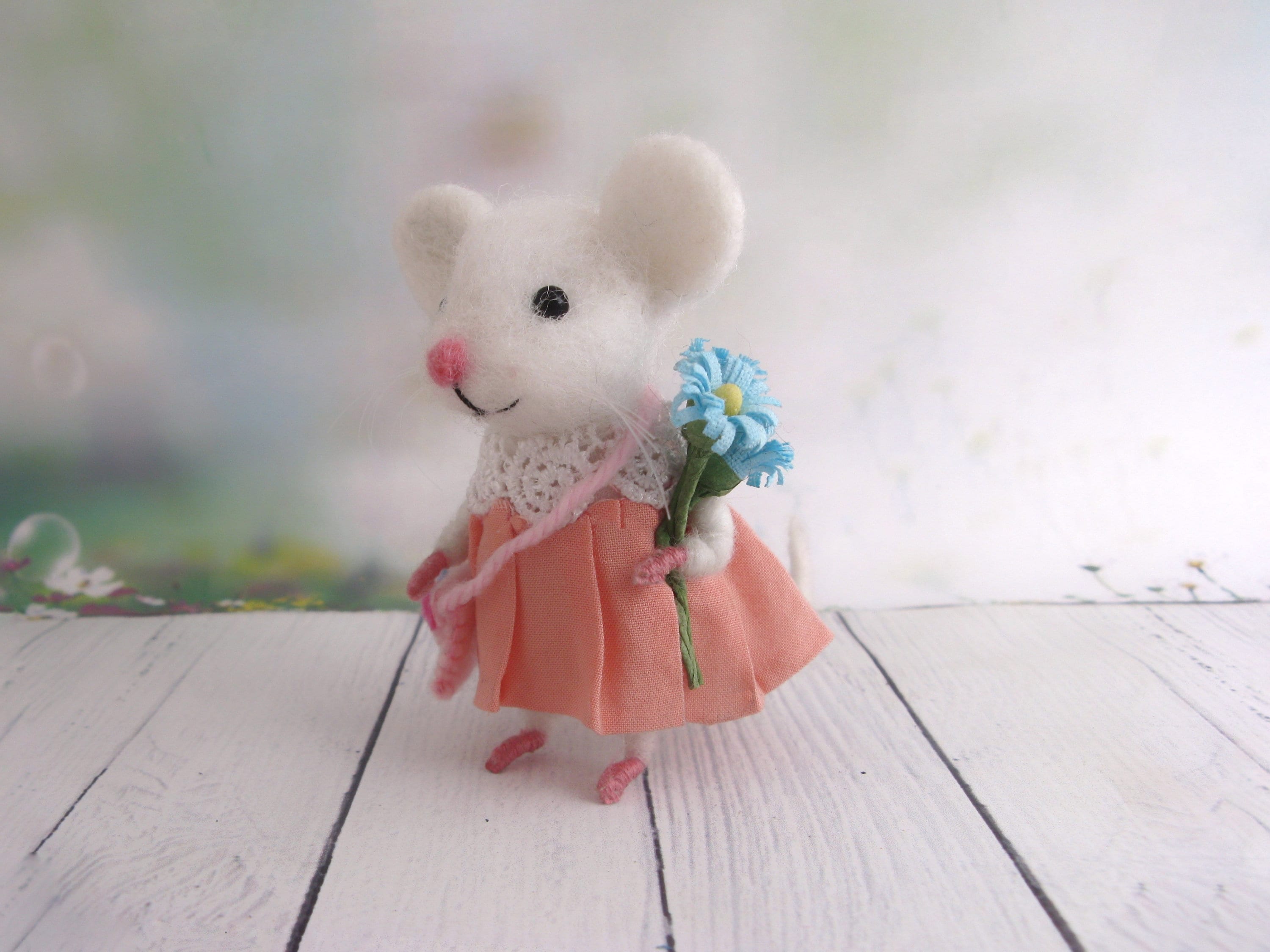 Cute White Mouse. Needle Felted Miniature Animal | Etsy