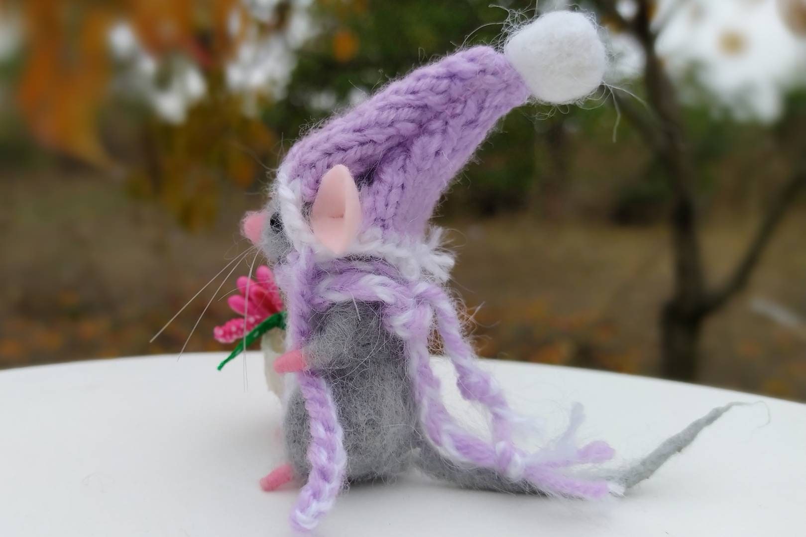 Needle Felted Miniature Mouse in a Hat - Etsy