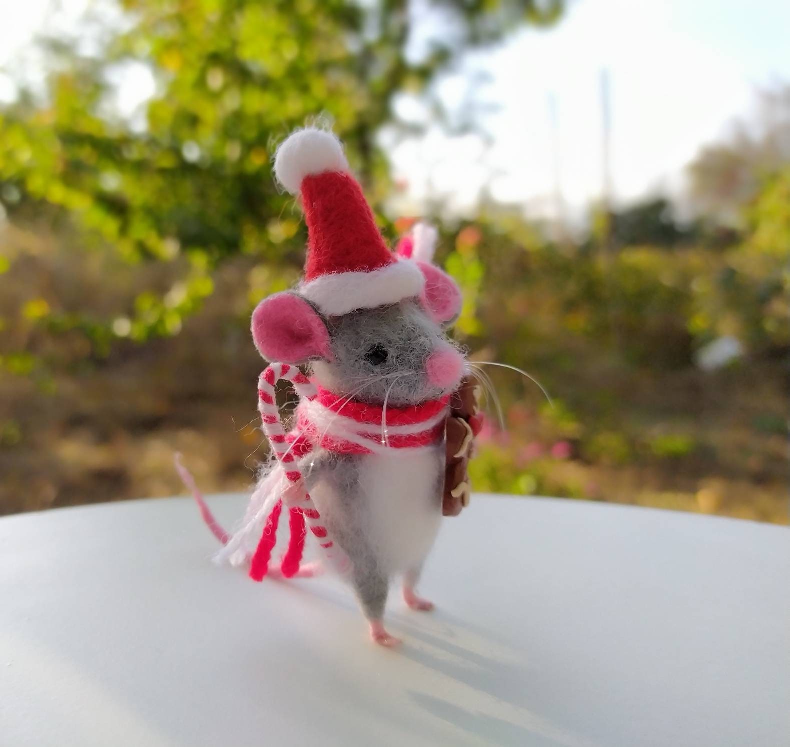 Needle felted mouse miniature Christmas toys | Etsy