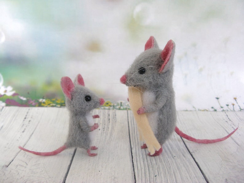Family of Miniature Felt Gray Mice - Etsy