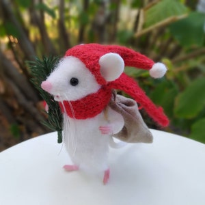 Felted Christmas Mouse, Needle-felted Animal - Etsy