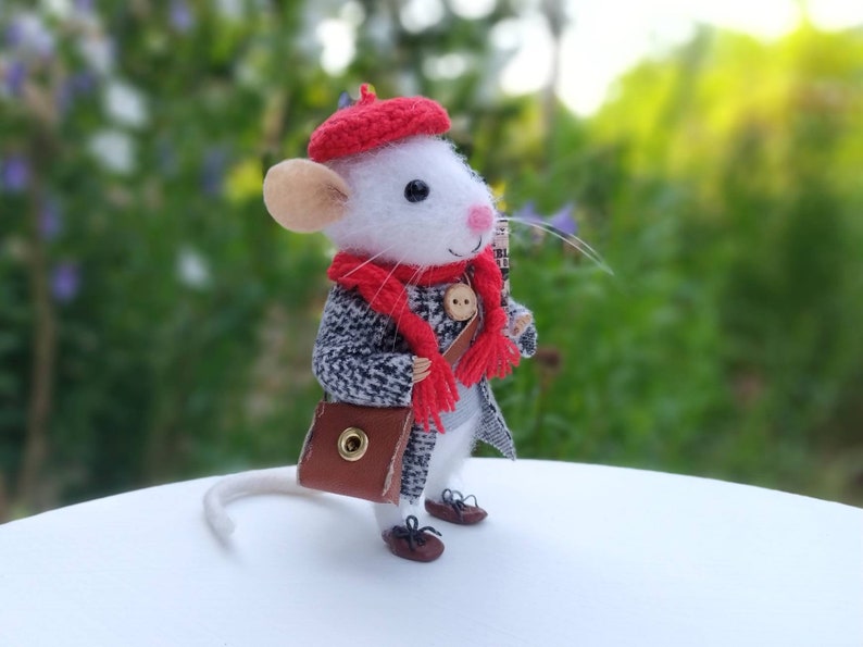 Needle Felted White Mouse in Clothes - Etsy