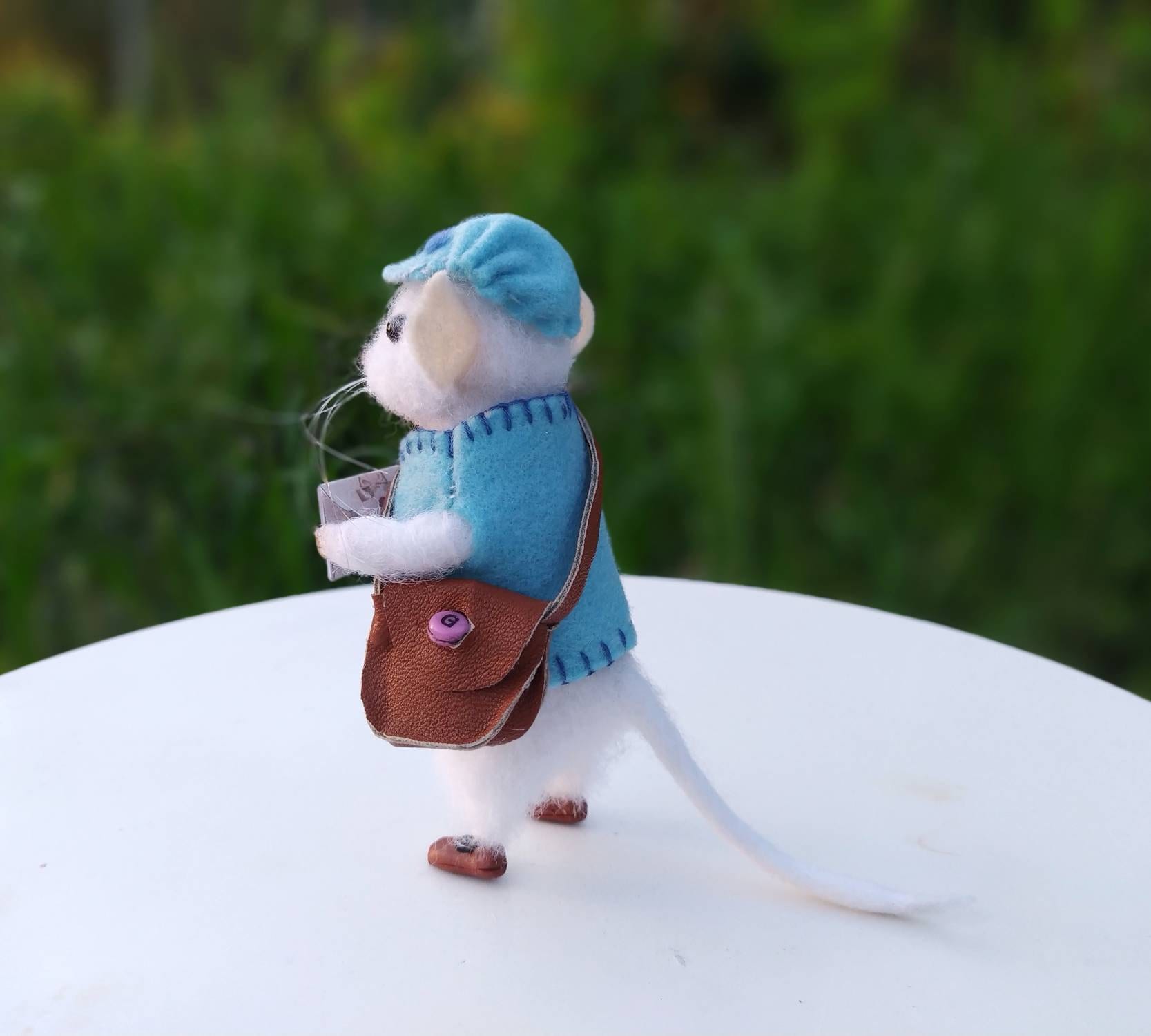 White Felt Mouse in Clothes Cute Woolen Beast Needle Felted | Etsy