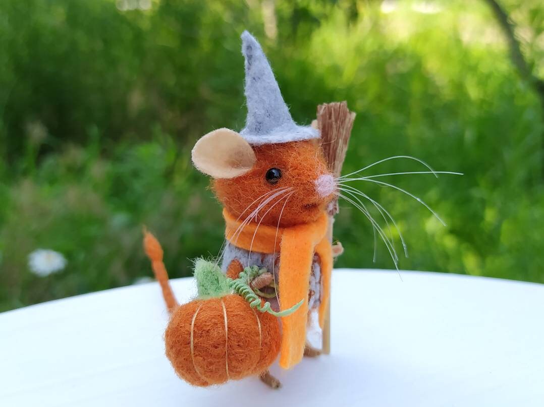 Felt Mouse Halloween Decorations Needle Felted Animal - Etsy