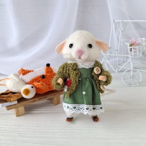 Felted Wool Mouse, Animals in Clothes Fox Hat - Etsy