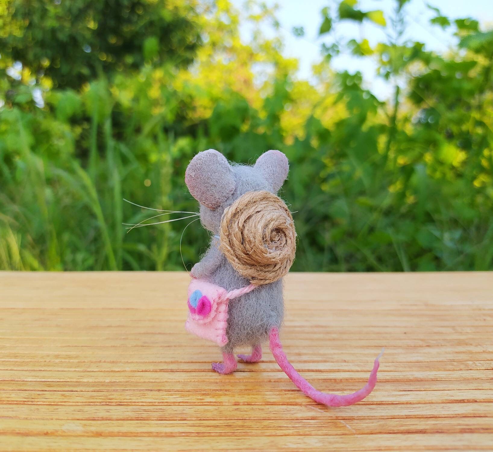 Gray Felt Mouse Wool Toy Miniature Mouse for Dollhouse | Etsy