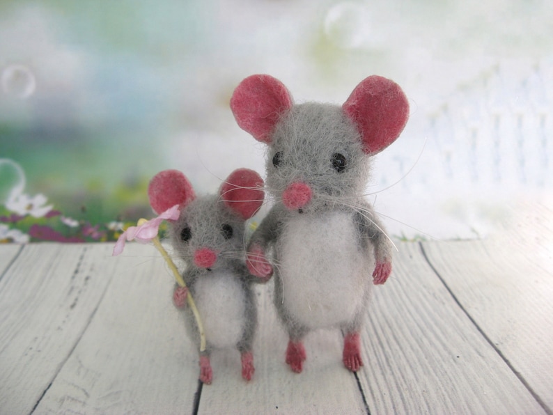 Family of Miniature Felt Gray Mice - Etsy