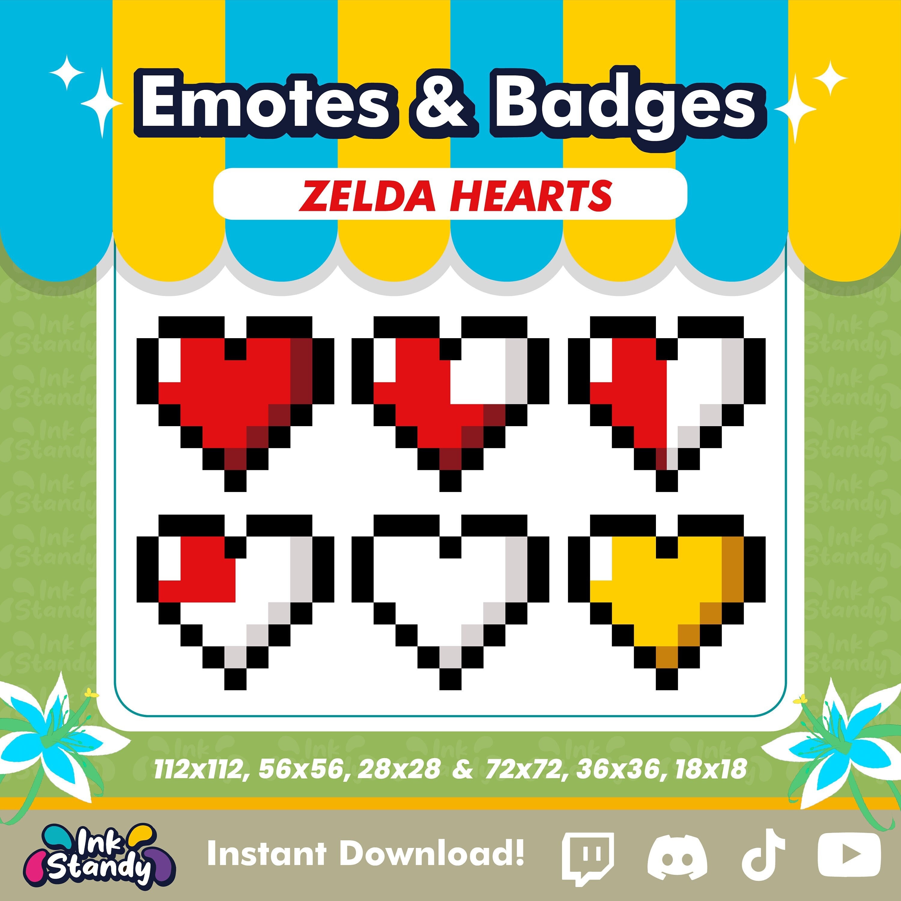 ZELDA HEARTS - Twitch Emotes & Badges | 8 Bits | Pixel Hearts ...